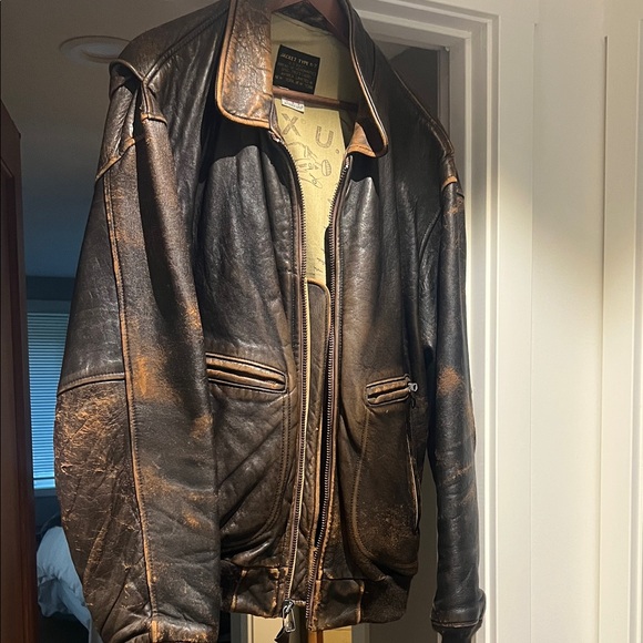 Avirex | Jackets & Coats | Avirex Distressed Brown Leather Bomber ...